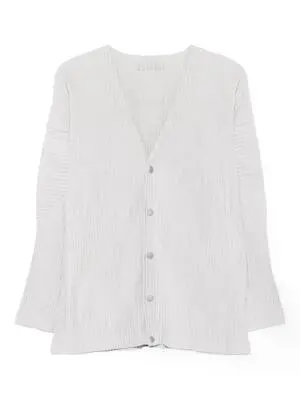 Issey Miyake Pleated Buttoned Cardigan - Grey