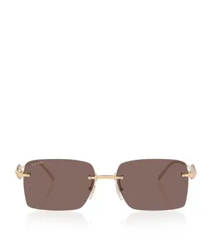 Cartier Metal 06l001801 Rectangle Sunglasses - Gold