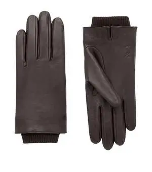 Saint Laurent Leather Wool-lined Cassandre Gloves