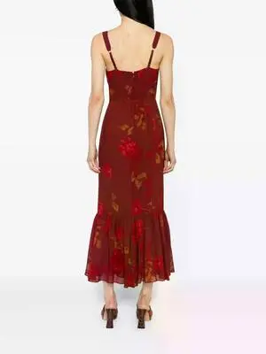 REFORMATION Irisa Floral Lace Dress - Red