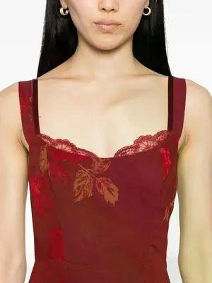 REFORMATION Irisa Floral Lace Dress - Red