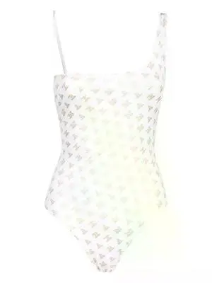 Max Mara Logo-print One-shoulder Swimsuit - White