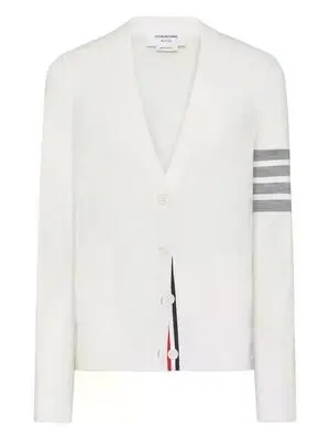 Thom Browne Four-bar Merino Wool Cardigan - White