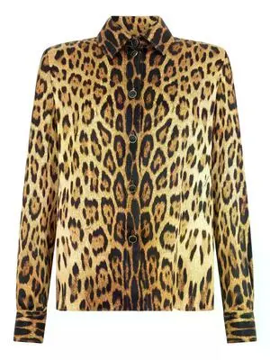 Roberto Cavalli Jaguar-print Button-up Shirt