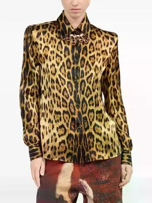 Roberto Cavalli Jaguar-print Button-up Shirt