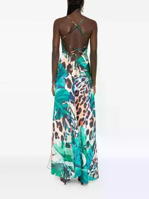 ROSERRY Cross-back Tropical-print Maxi Dress