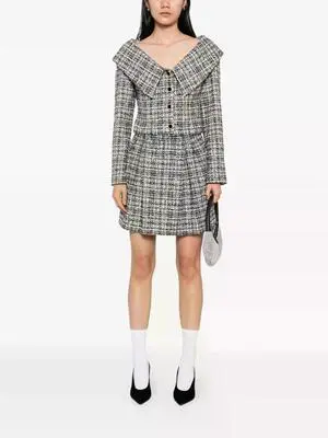 Alessandra Rich Checked Lurex Tweed Skirt