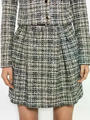 Alessandra Rich Checked Lurex Tweed Skirt