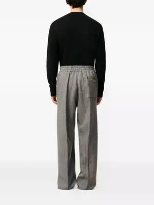 Ami Herringbone Elasticated Wool Trousers - Grey