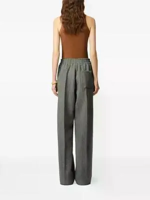 Ami Herringbone Elasticated Wool Trousers - Grey