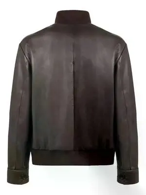 SLOWEAR Ribbed-collar Leather Jacket