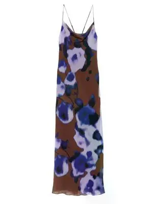 Patrizia Pepe Floral-print Slip Dress - Brown