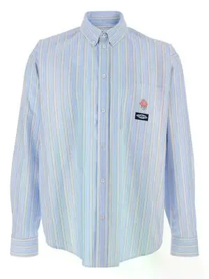MSGM Striped Rose-embroidered Shirt