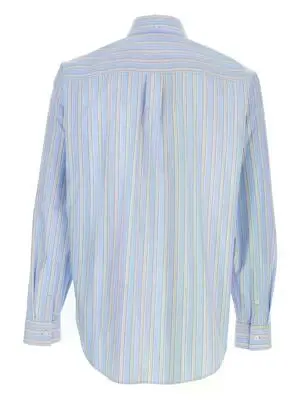 MSGM Striped Rose-embroidered Shirt