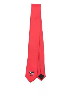 Moschino Cow-print Silk Neck Tie - Red