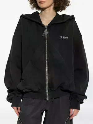Attico Cotton Front-zip Hoodie - Black