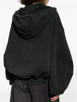 Attico Cotton Front-zip Hoodie - Black