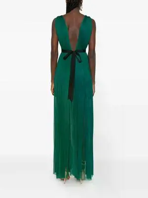 ROSERRY Santorini Pleated V-neck Maxi Dress - Green