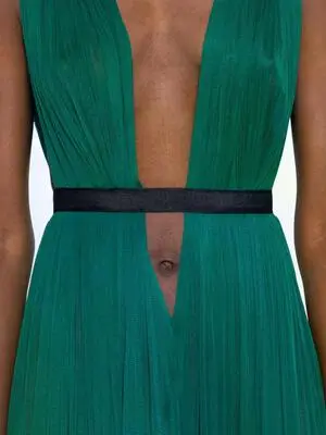 ROSERRY Santorini Pleated V-neck Maxi Dress - Green