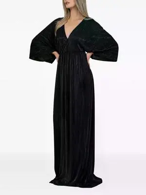 ROSERRY Athens Pleated V-neck Maxi Dress - Black