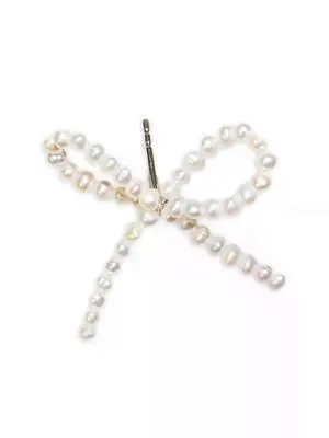 Saskia Diez Pearl-embellished Bow Earstud - Silver