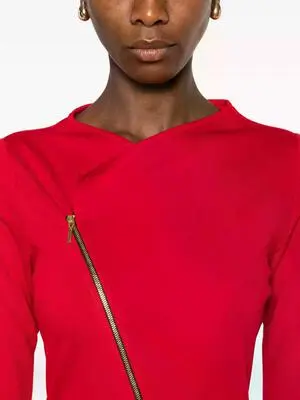 ROSERRY Asymmetric Zip-front Midi Dress - Red