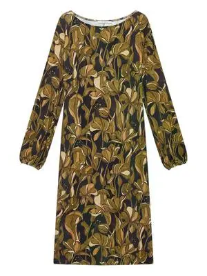 Malìparmi Floral-pattern Long-sleeve Midi Dress