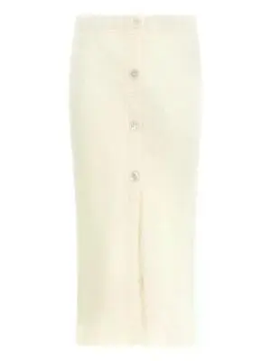 Alessandra Rich Carded Mohair-blend Midi Skirt - Neutrals