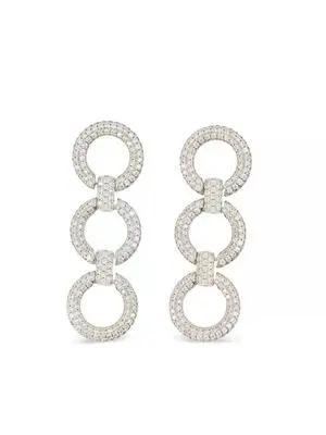 SELF-PORTRAIT Crystal-embellished Circle-link Earrings - Silver