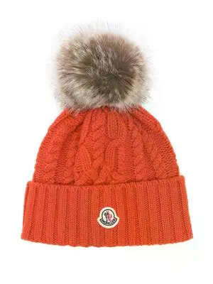 MONCLER Cable-Knit Beanie With Pom-Pom