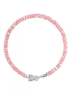NIALAYA JEWELRY Panther Head Opal Choker Necklace - Pink