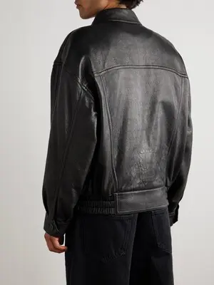 Saint Laurent Full-grain Leather Bomber Jacket