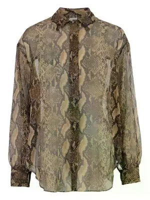 Aspesi Python-print Buttoned Shirt - Brown