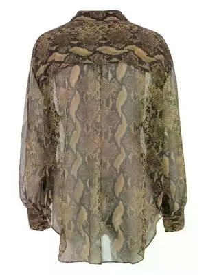 Aspesi Python-print Buttoned Shirt - Brown