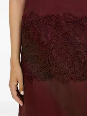 FERRAGAMO Cowl-neck Lace-insert Midi Dress - Red