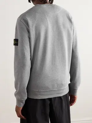 Stone Island Logo-appliquéd Garment-dyed Organic Cotton-jersey Sweatshirt - Gray