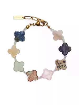 LABELLED JEWELLERY Clover-embellished Gemstone Bracelet - Gold