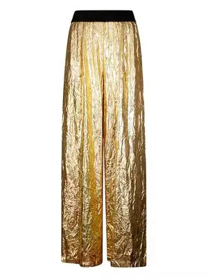 MARIA CALDERARA Metallic-effect Wide Leg Trousers