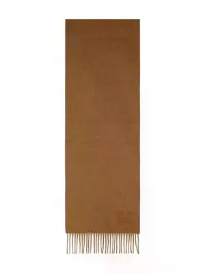 Max Mara Embroidered-monogram Fringe Scarf - Brown