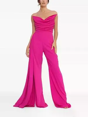 FOREVER UNIQUE Cowl-neck Draped Jumpsuit - Pink