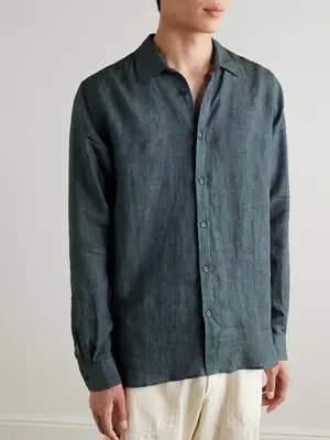 Orlebar Brown Justin Linen Shirt - Blue