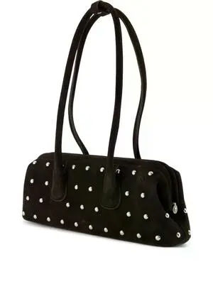 OSOI Mini Boat Suede Stud-embellished Shoulder Bag - Black