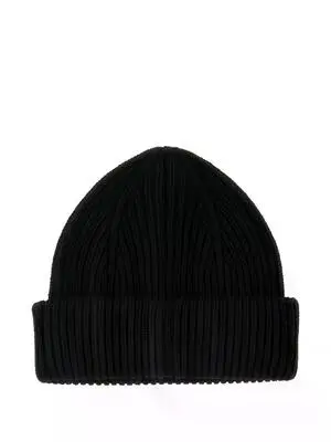 LANVIN Wool Ribbed Knit Hat - Black