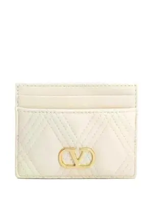 Valentino Garavani Quilted Vlogo Card Holder - Neutrals