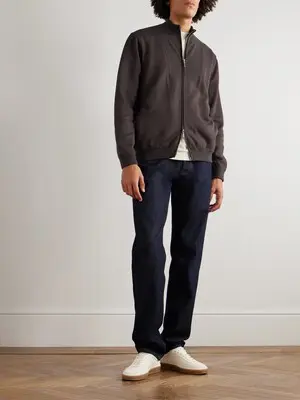 Loro Piana Whitney Ribbed Cotton, Silk, And Cashmere-blend Sweater - Brown