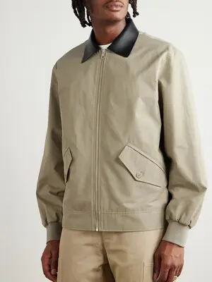 Givenchy Leather-trimmed Harrington Jacket - Neutrals