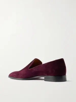 CHRISTIAN LOUBOUTIN Danny Flex Grosgrain-trimmed Suede Loafers - Burgundy