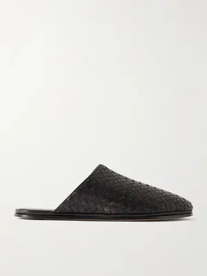 Bottega Veneta Intrecciato Leather Slippers - Black
