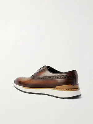 Berluti Fast Track Venezia Leather Oxford Sneakers - Brown