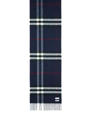 Burberry 'mu Giant Check' Navy Cashmere Scarf Navy